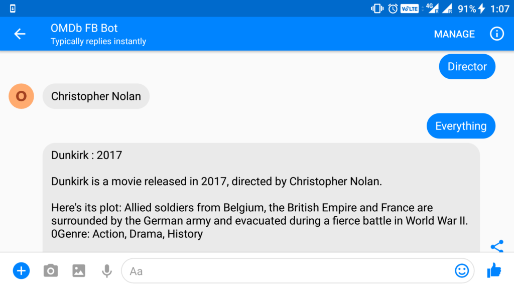 Chatbot Chronicles: OMDb Facebook Messenger Bot – Darpan Dodiya